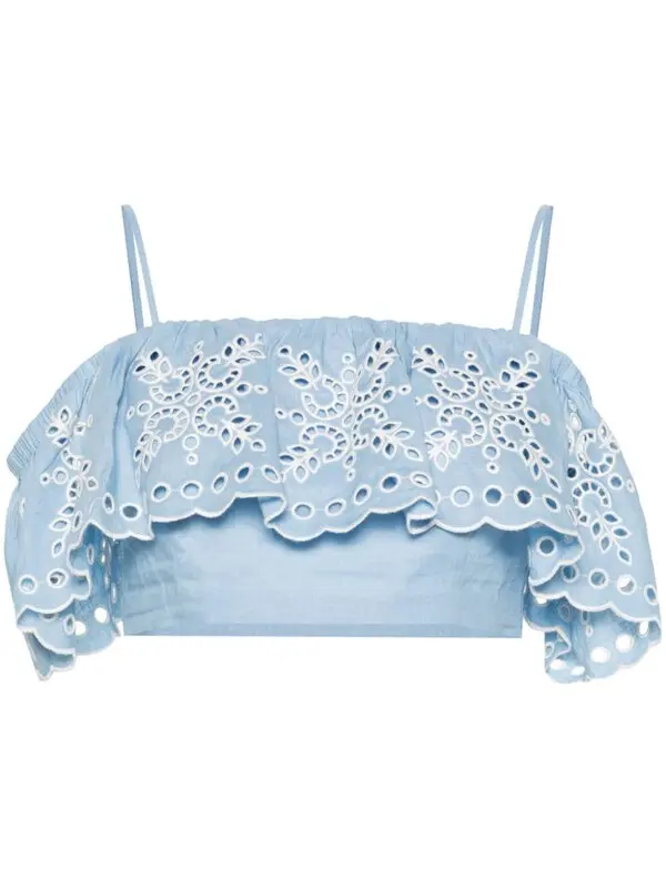 Sandro Broderie-anglaise Crop Top