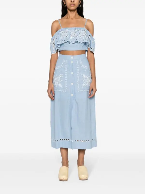 Sandro Broderie-anglaise Crop Top