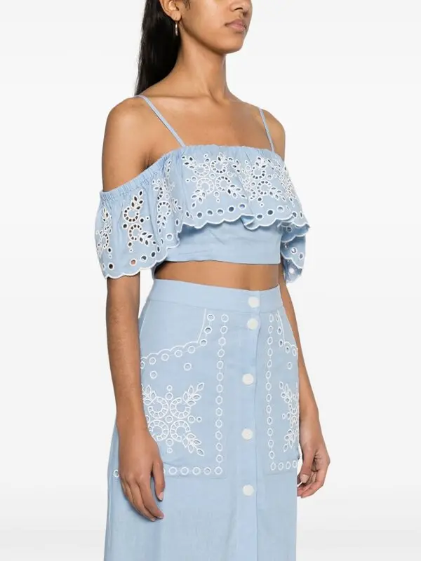 Sandro Broderie-anglaise Crop Top