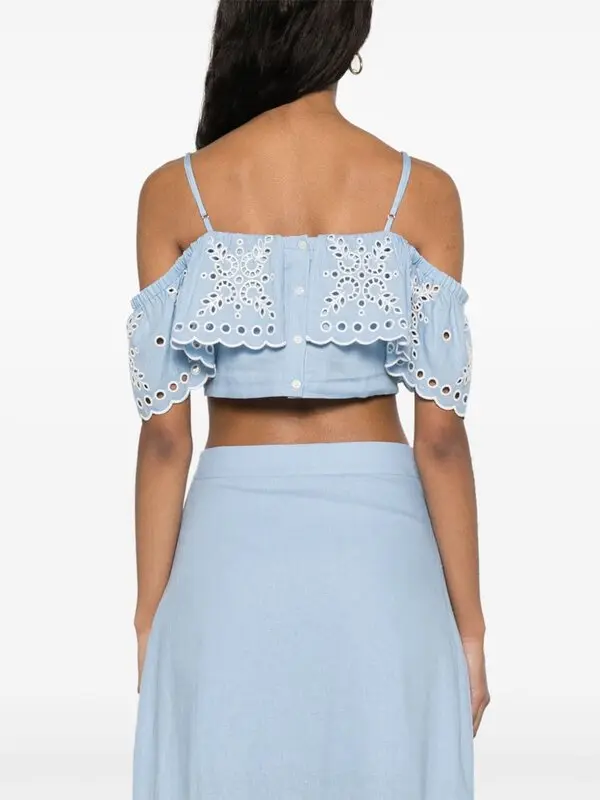 Sandro Broderie-anglaise Crop Top