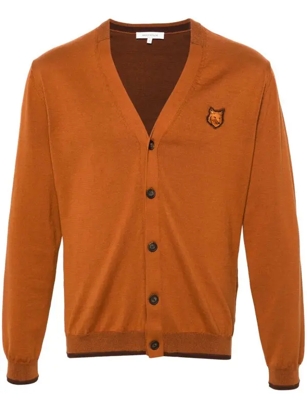 Maison Kitsuné Logo-patch Cotton Cardigan - Brown