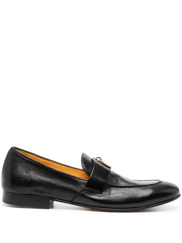 MADISON MAISON Lock Leather Loafers - Black