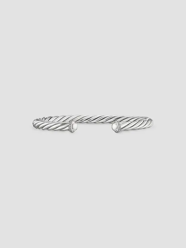 David Yurman Cable Cuff Bracelet In Sterling - Diamond