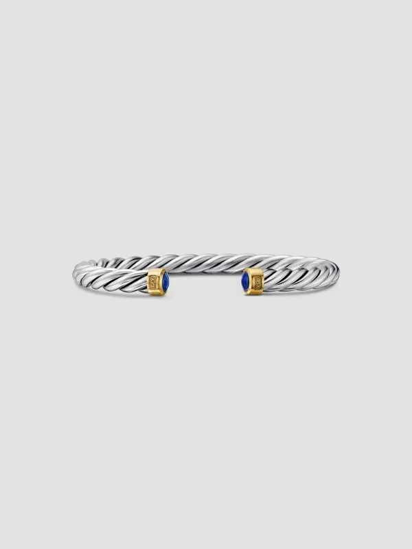 David Yurman Cable Cuff Bracelet In Sterling - Lapis
