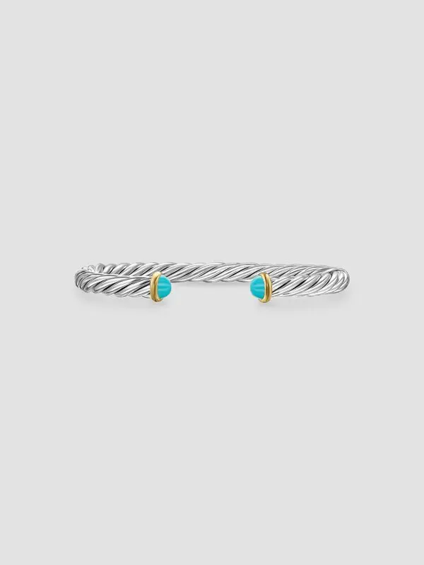 David Yurman Cable Cuff Bracelet In Sterling - Turquoise