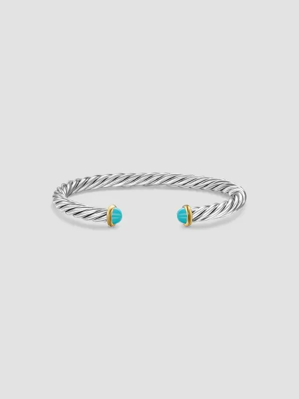 David Yurman Cable Cuff Bracelet In Sterling - Turquoise