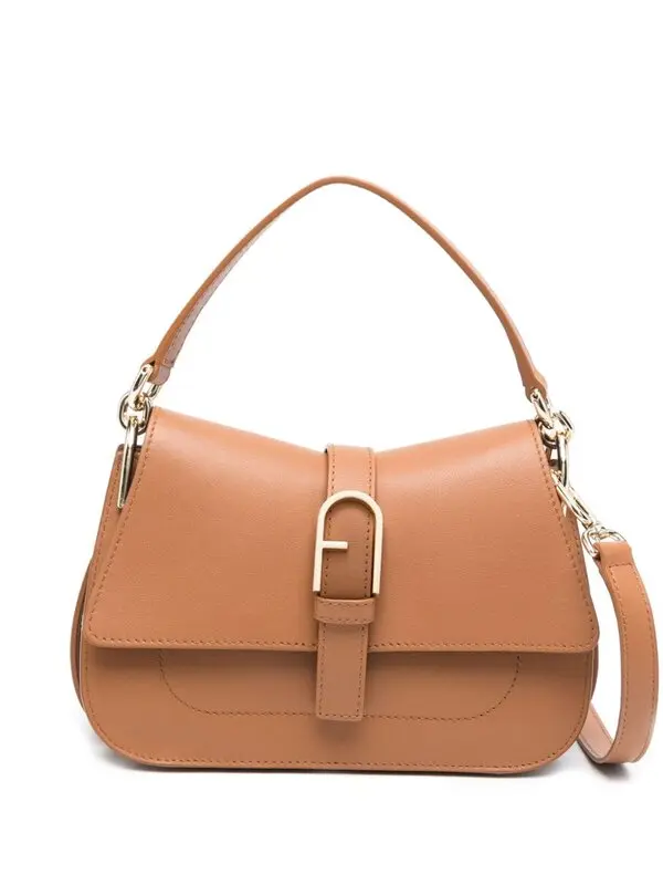 Furla Mini Flow Logo-plaque Leather Clutch Bag - Brown
