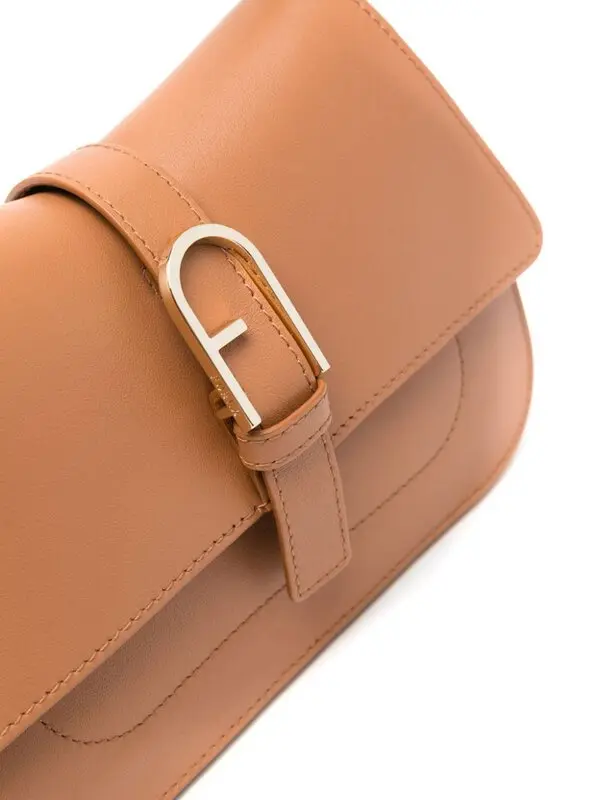 Furla Mini Flow Logo-plaque Leather Clutch Bag - Brown