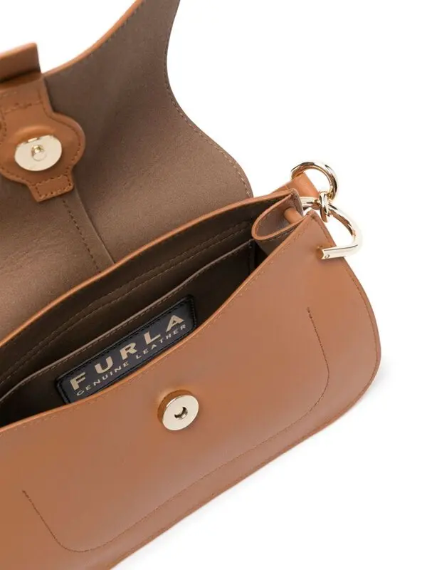 Furla Mini Flow Logo-plaque Leather Clutch Bag - Brown