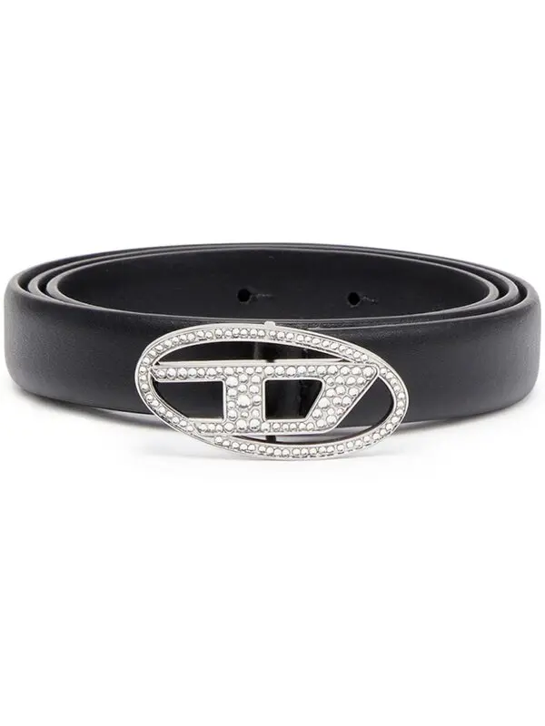 DIESEL B-1dr Crystal-embellished Belt - Black
