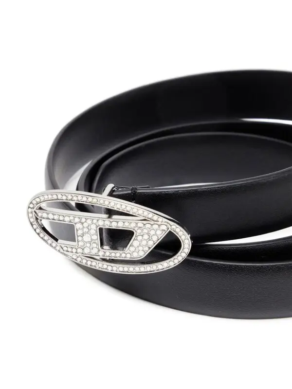 DIESEL® Oval D Logo-plaque Belt - Black