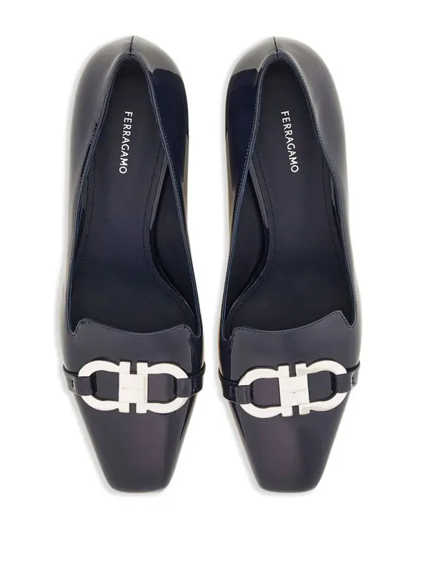 FERRAGAMO Gancini-plaque Leather Pumps