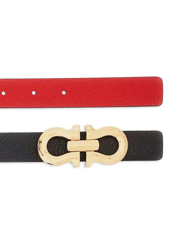 FERRAGAMO Gancini Reversible Leather Belt - Black
