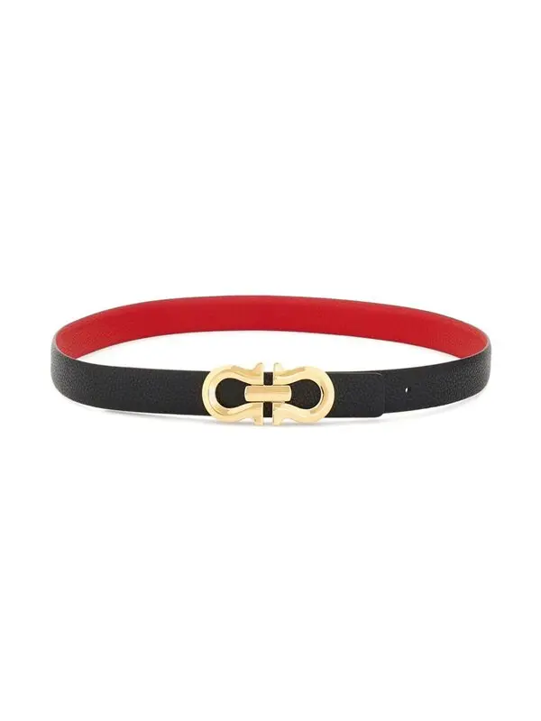 FERRAGAMO Gancini Reversible Leather Belt - Black