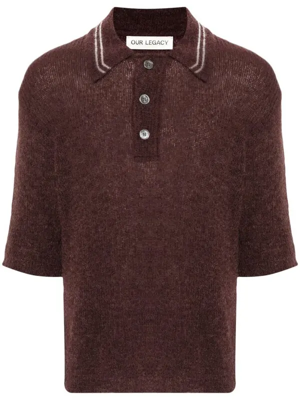 トップス OUR LEGACY TRADITIONAL POLO BROWN Our Legacy Traditional Knitted Polo Shirt In Brown - 36% Off