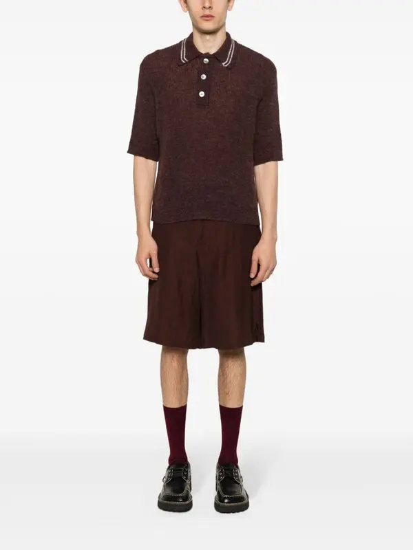 Our Legacy Traditional Knitted Polo Shirt In Brown - 36% Off
