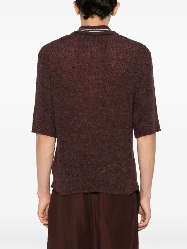 トップス OUR LEGACY TRADITIONAL POLO BROWN Our Legacy Traditional Knitted Polo Shirt In Brown - 36% Off