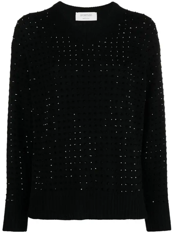 Sportmax Rhinestone-embellished Jumper - Black