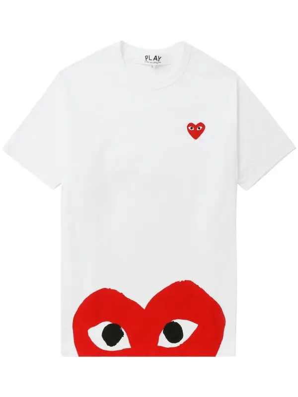Play Comme Des Garcon Heart-print T-shirt - White
