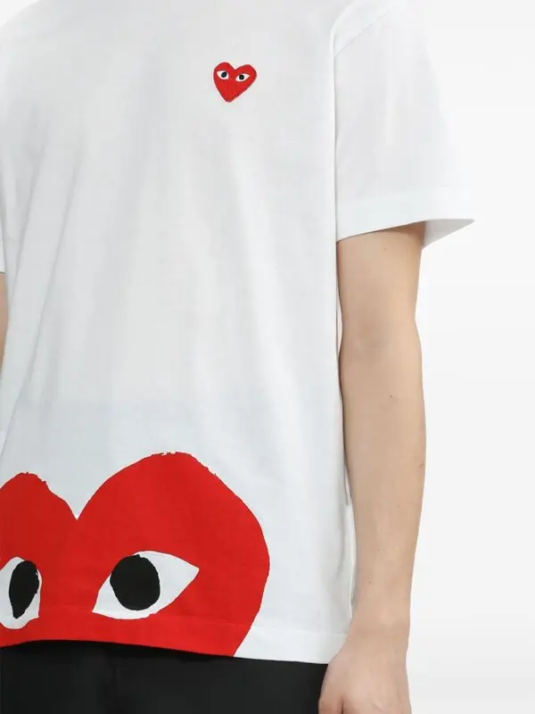 Play Comme Des Garcon Heart-print T-shirt - White