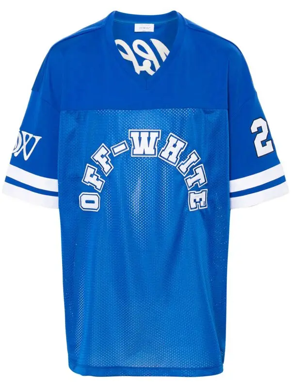 Off-White Logo-patch Football T-shirt - Blue
