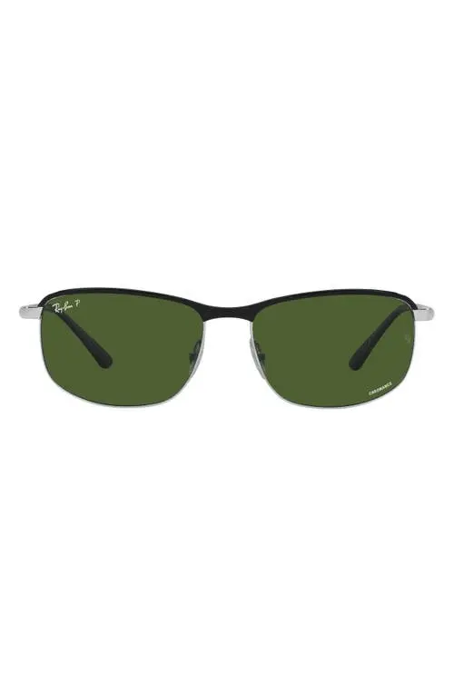 Ray-ban Chromance 60mm Polarized Pillow Sunglasses - Black Silver