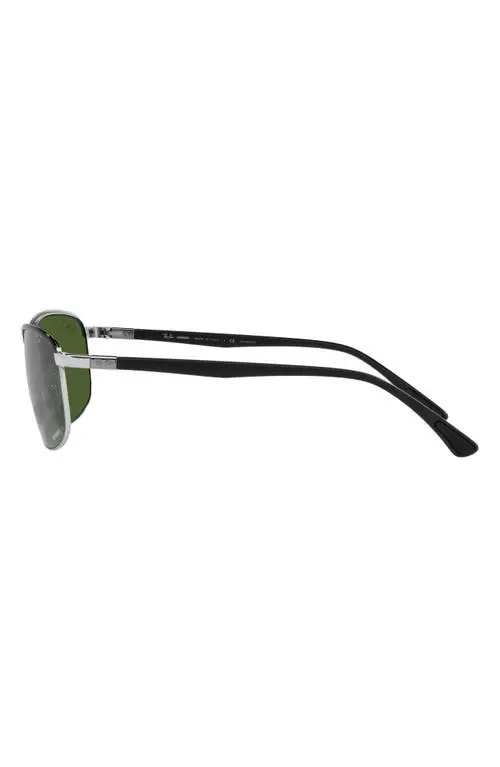 Ray-ban Chromance 60mm Polarized Pillow Sunglasses - Black Silver