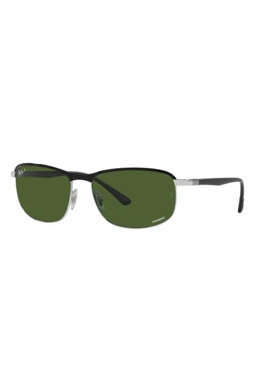 Ray-ban Chromance 60mm Polarized Pillow Sunglasses - Black Silver