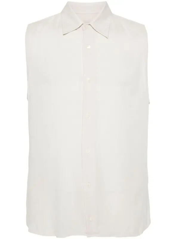 AMI Paris Straight-collar Crepe Shirt - White