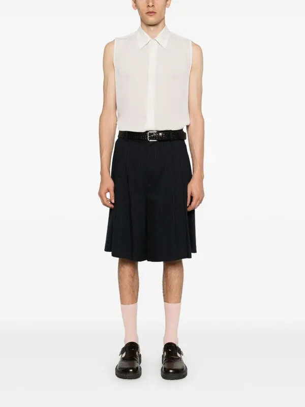 AMI Paris Straight-collar Crepe Shirt - White