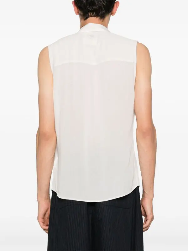 AMI Paris Straight-collar Crepe Shirt - White