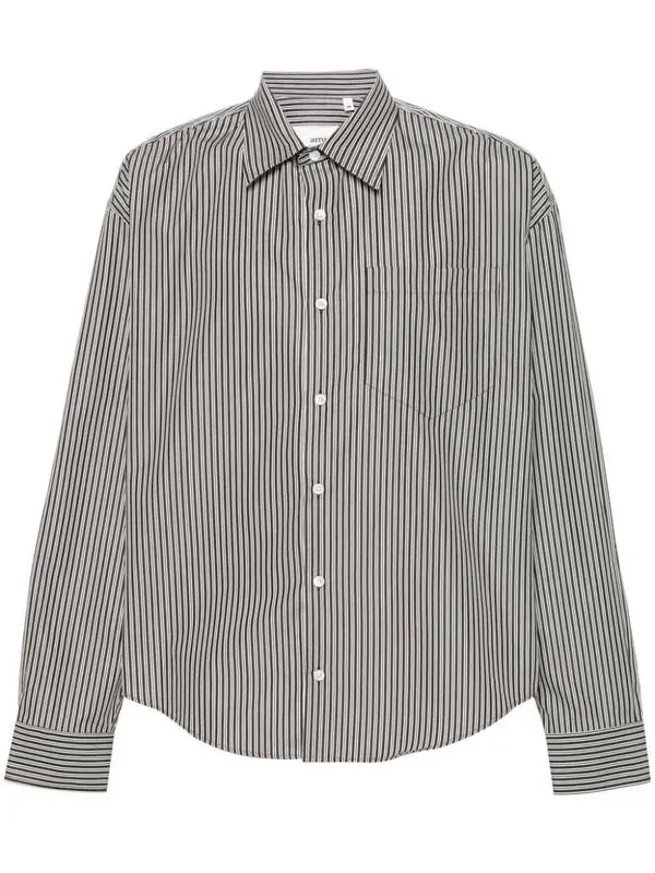 AMI Paris De Coeur Striped Cotton Shirt