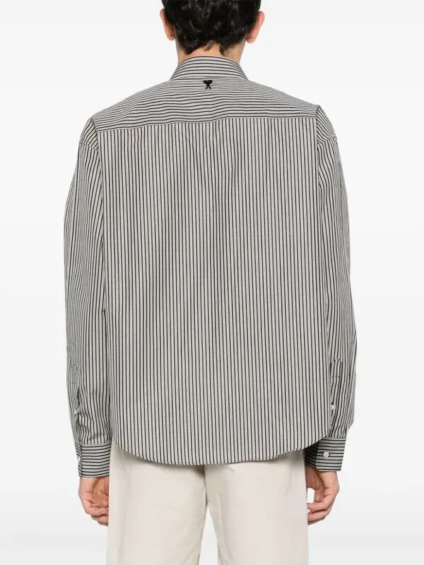 AMI Paris De Coeur Striped Cotton Shirt