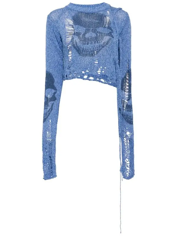 Ottolinger Skull-print Distressed-effect Jumper