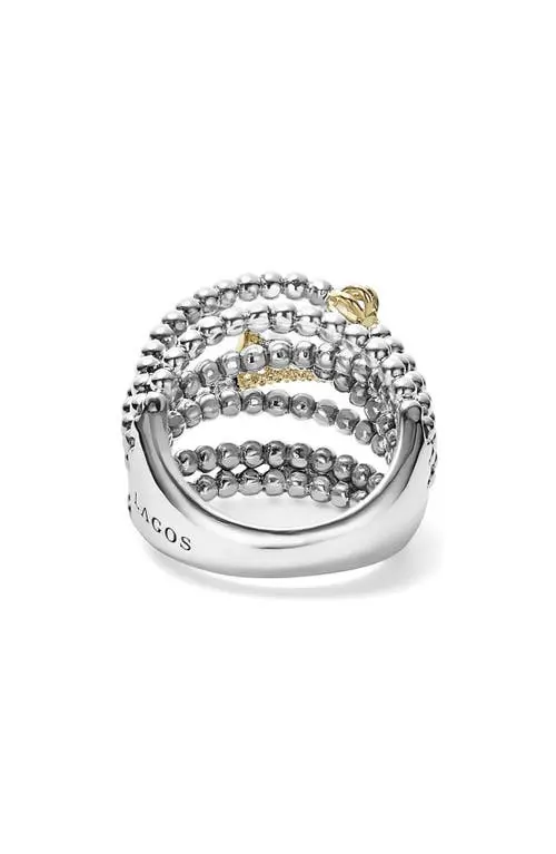 Lagos Caviar Icon Multi-row Dome Ring - Silver