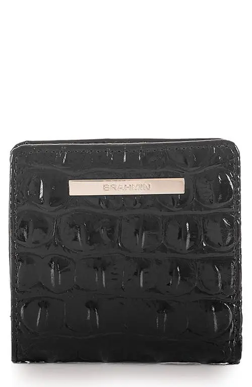 Brahmin Jane Croc Embossed Leather Wallet - Black Melbourne