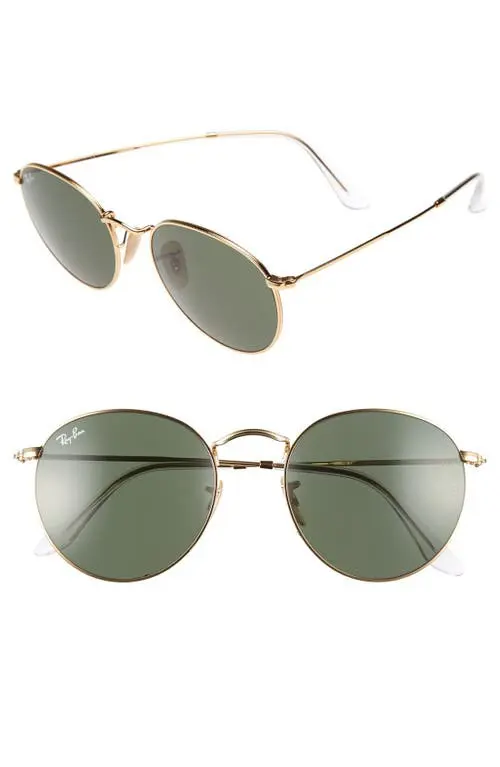 Ray-ban Icons 53mm Round Frame Sunglasses - Gold/green
