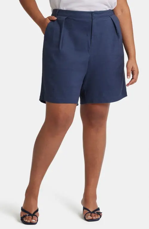 NYDJ Relaxed Linen Blend Shorts - Oxford Navy