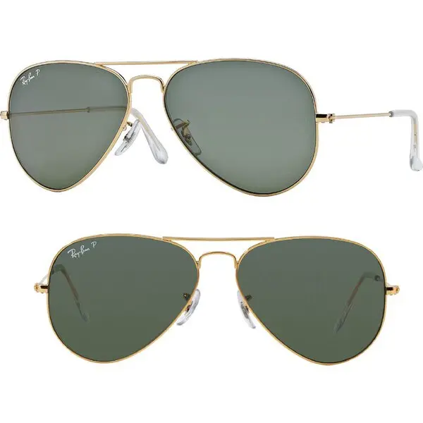 Ray-ban 62mm Oversized Polarized Aviator Sunglasses - Gold