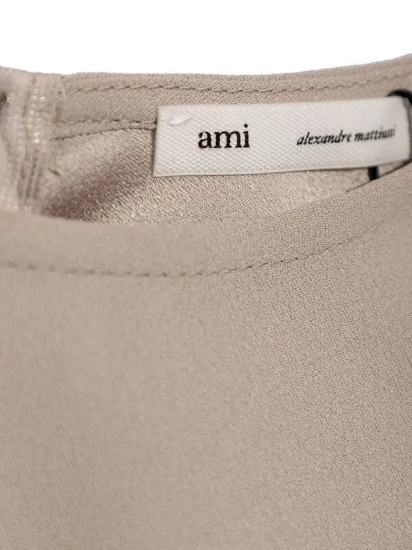 AMI Paris Flared Godet Top - Neutrals