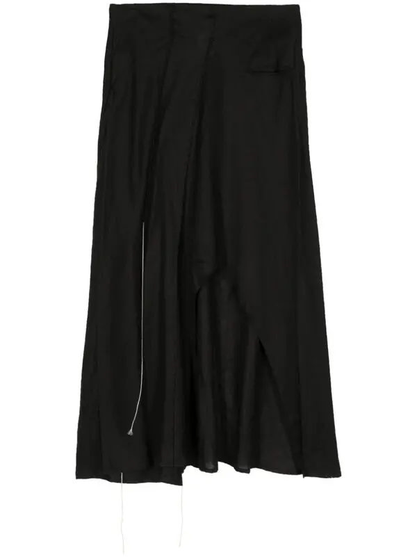 Yohji Yamamoto Asymmetric Linen Skirt - Black