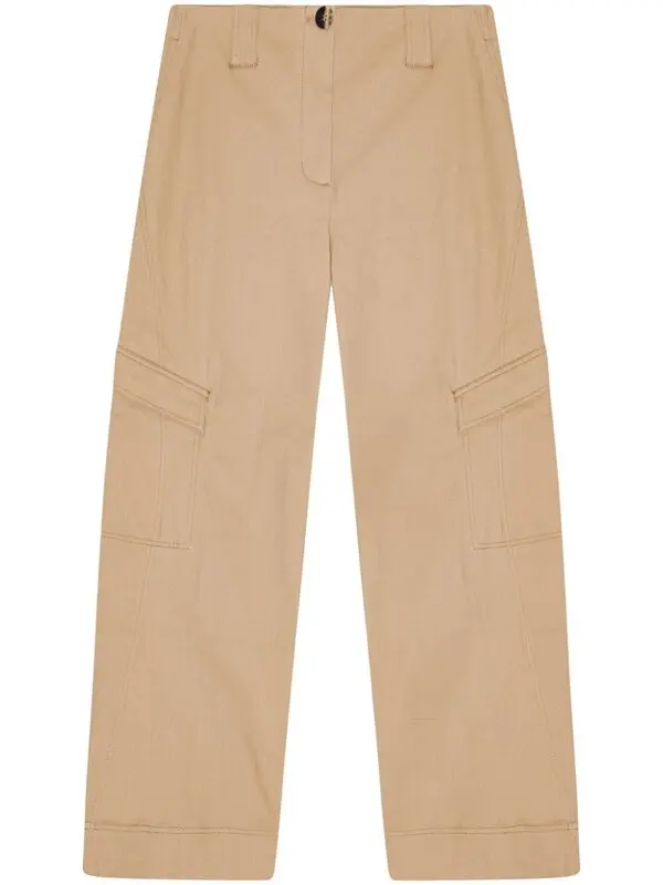 GANNI Mid-rise Cargo Trousers - Neutrals