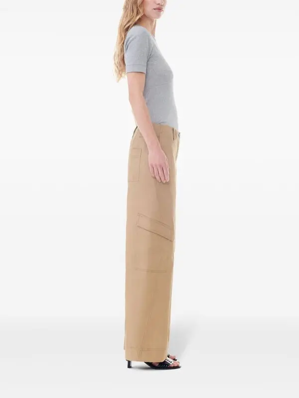 GANNI Mid-rise Cargo Trousers - Neutrals