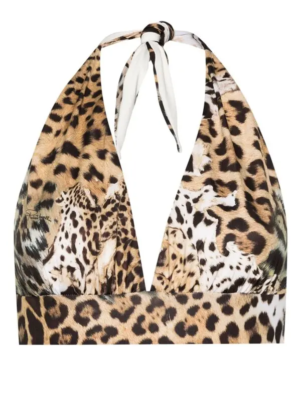 Roberto Cavalli Jaguar Skin-print Bikini Top - Neutrals