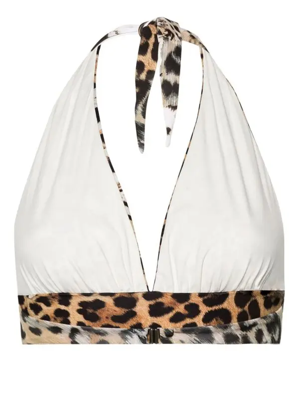 Roberto Cavalli Jaguar Skin-print Bikini Top