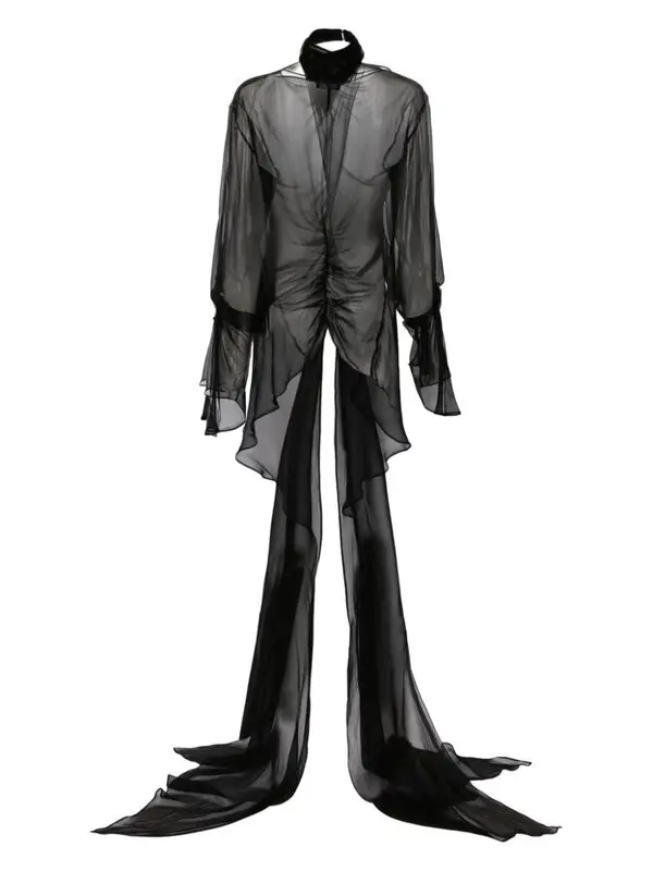 MUGLER Draped Silk Top