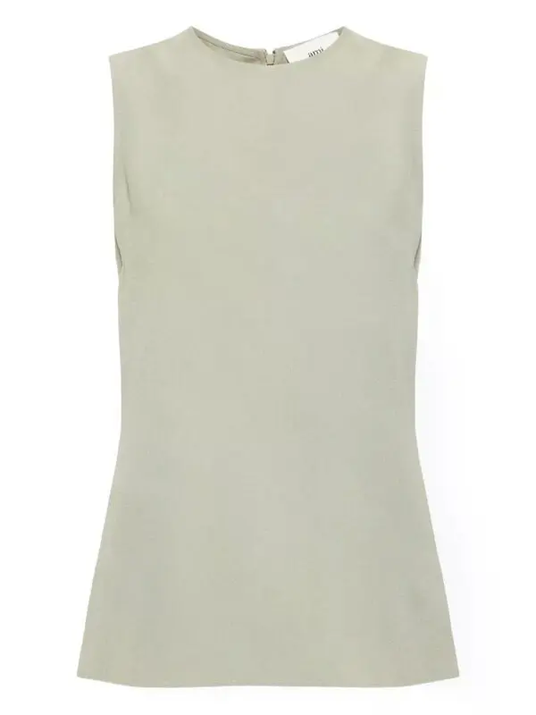 AMI Paris Crepe Tank Top - Green