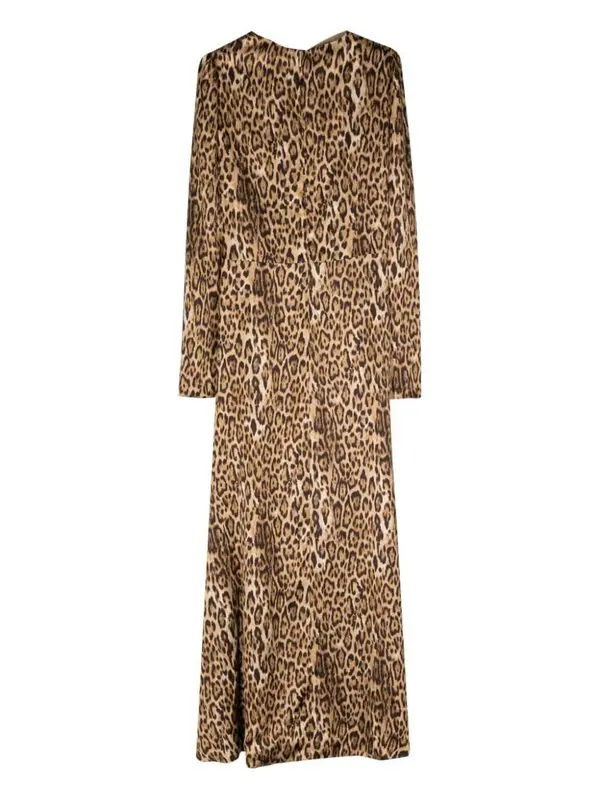 Costarellos Leopard-print Draped Dress