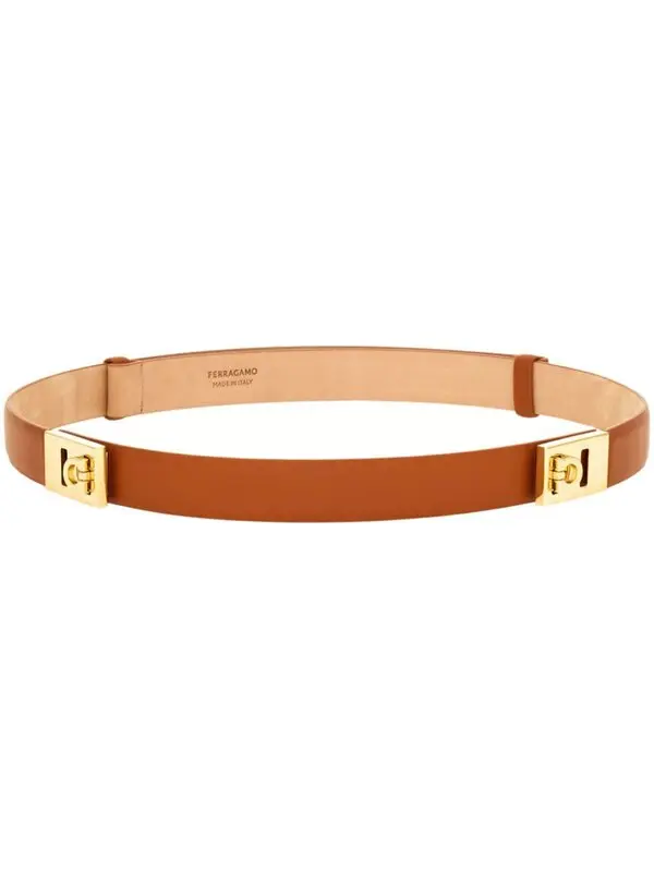 FERRAGAMO Adjustable Leather Belt - Brown