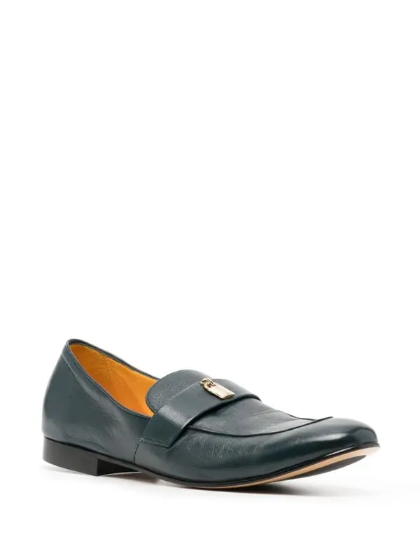 MADISON MAISON Lock Leather Loafers - Green